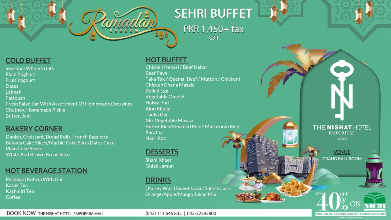 Ramzan at Emporium Mall: Best Sehri & Iftar Buffet in Lahore